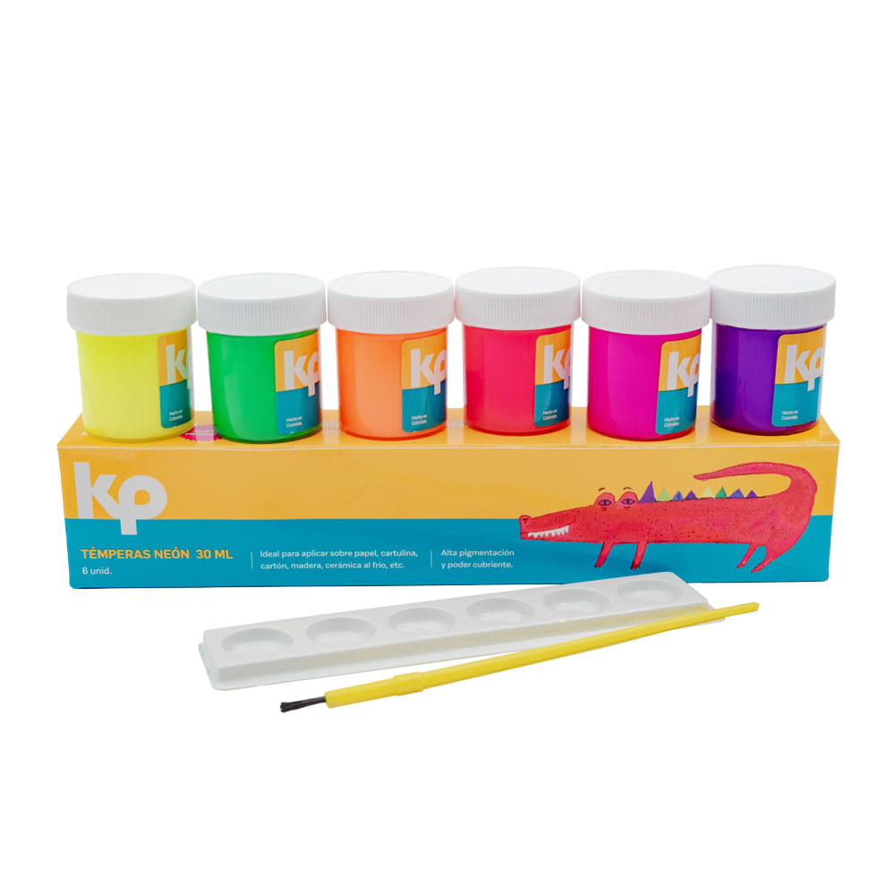 Témpera 30ml. Neon (Estuche X 6) | Dos x Tres