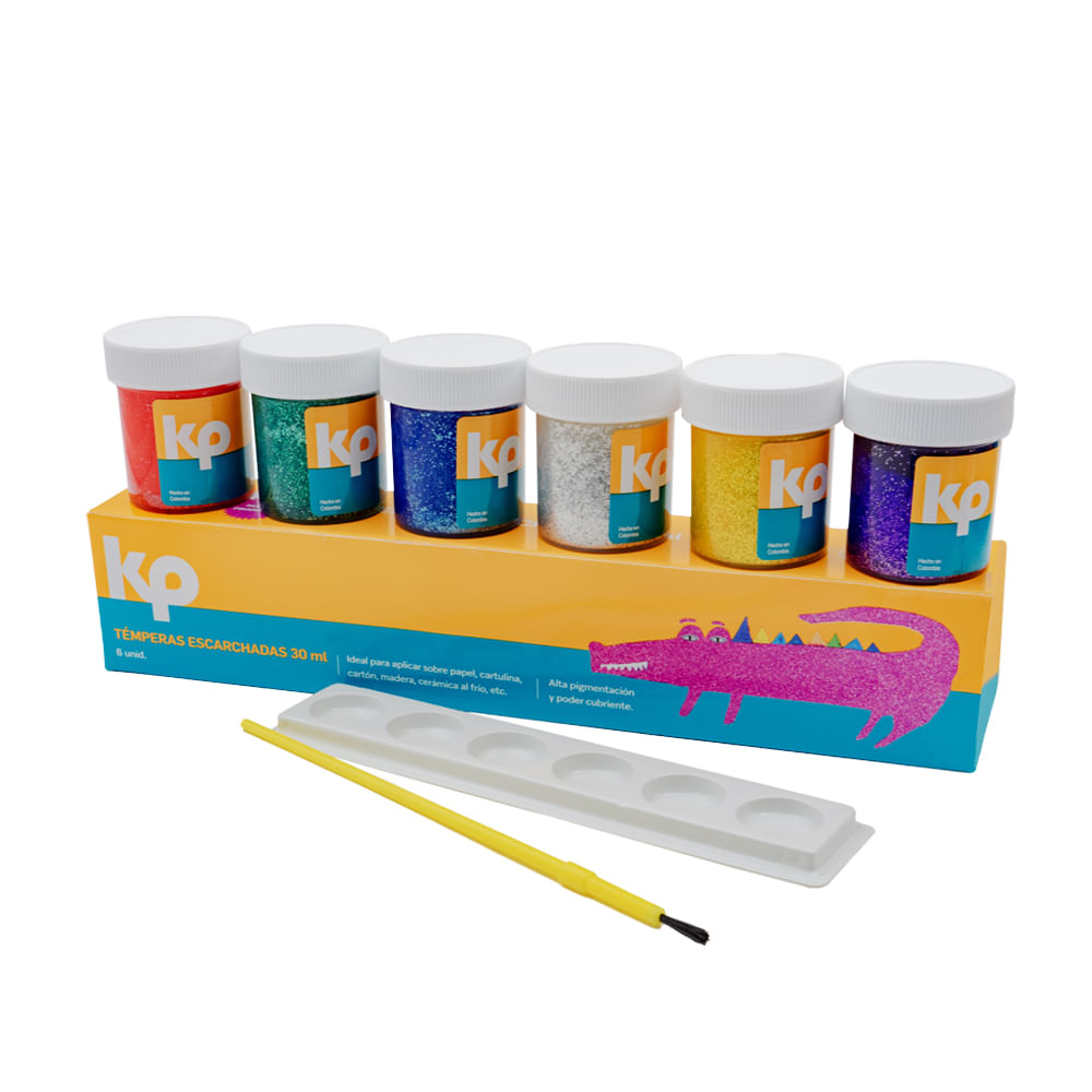 Témpera 30ml. Escarchada (Estuche X 6) | Dos x Tres